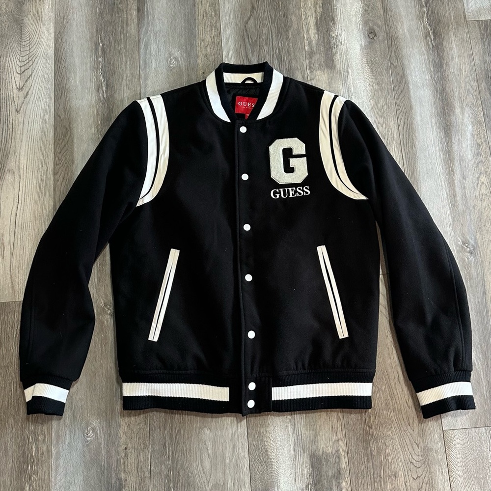 Guess Black/White Letterman/Varsity Jacket - Gem